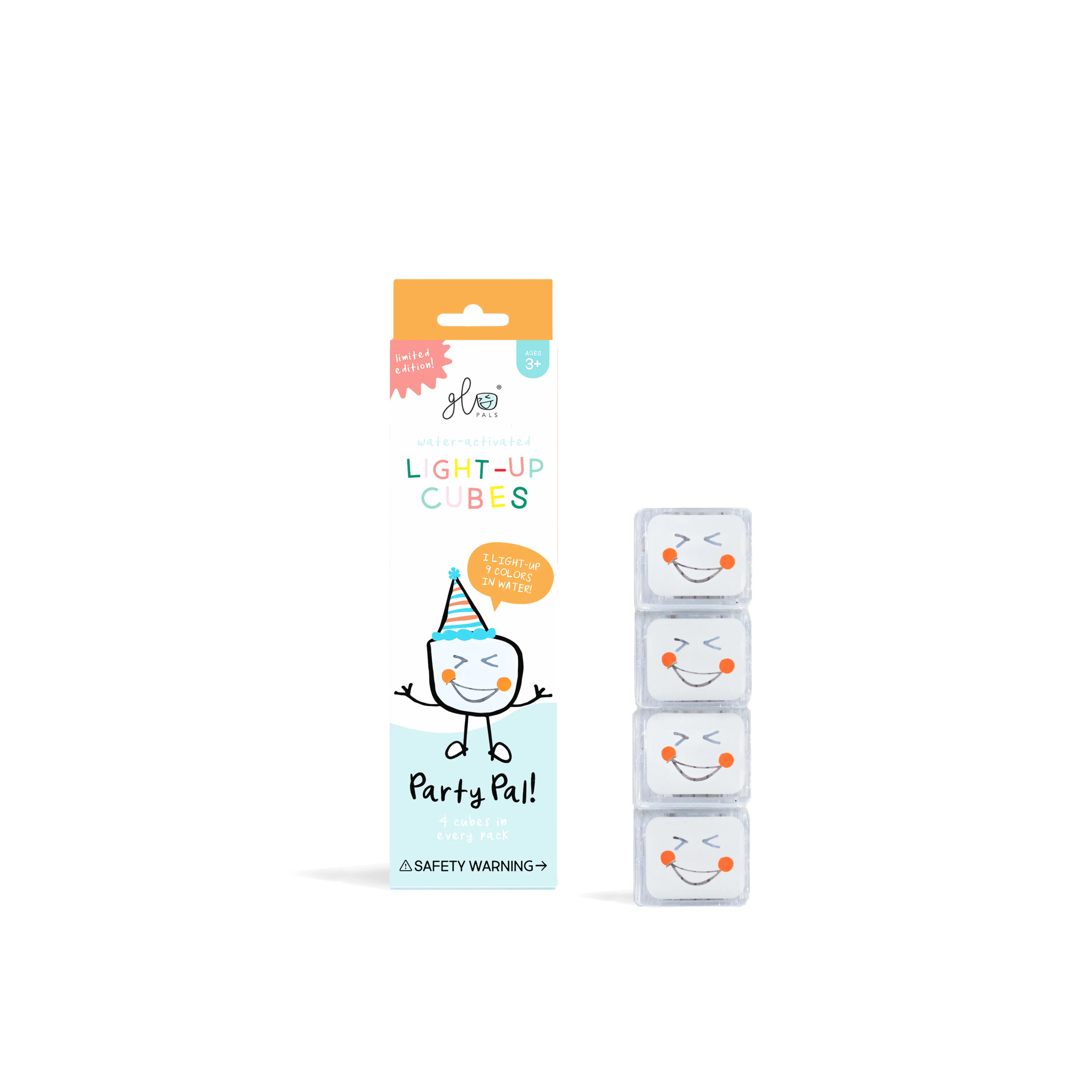 Glo Pals - Pack de 4 Cubes Lumineux Activés à l'Eau, Party pal ...